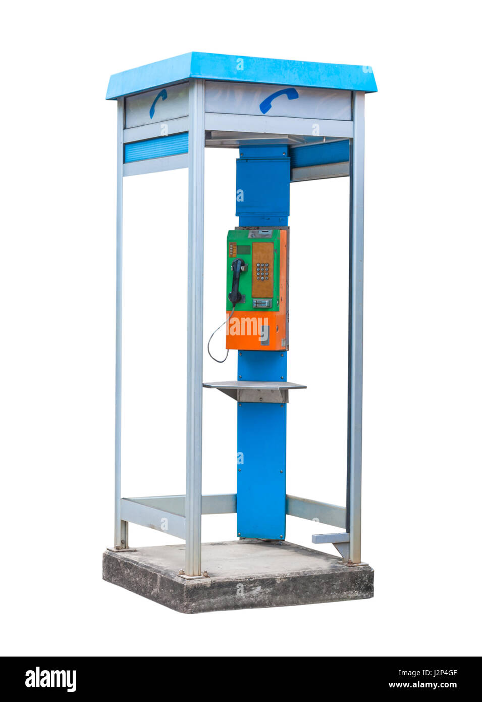 Closeup to Old Public Phone Booth in Thailand, Isolated Stock Photo - Alamy
