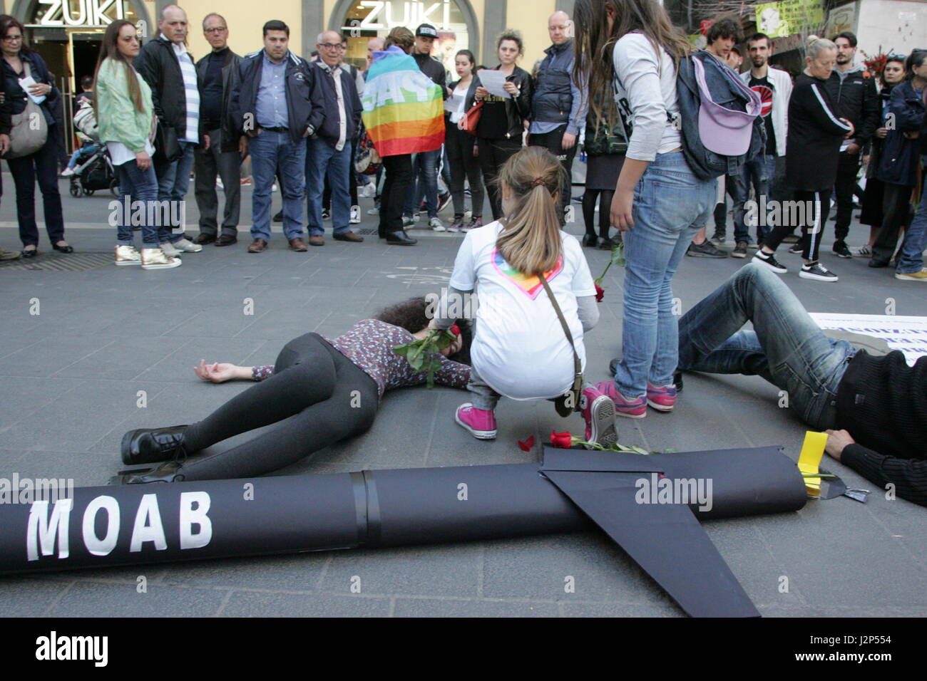 A demonstration in Naples of the pacifist movements against the war ...