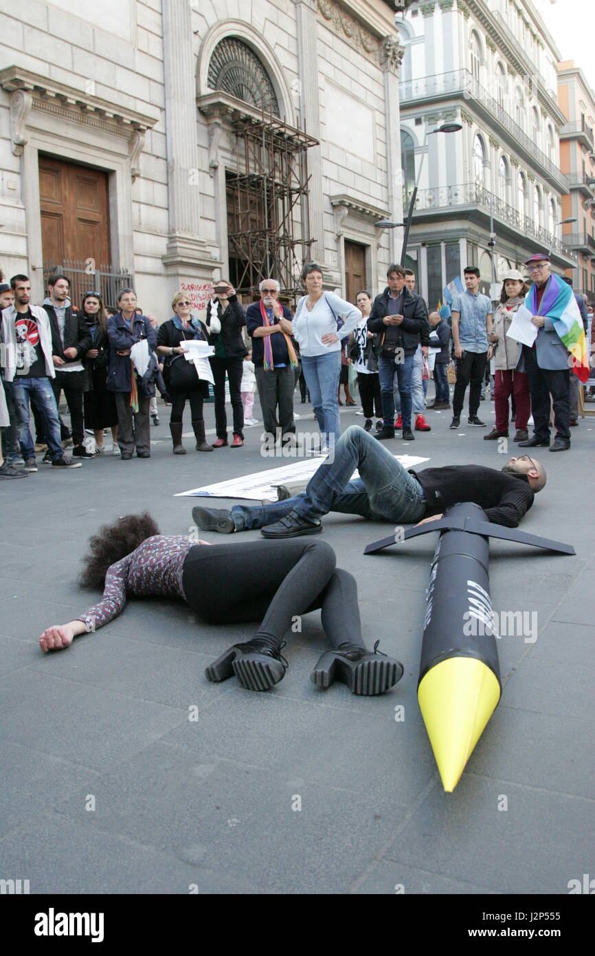 A demonstration in Naples of the pacifist movements against the war ...