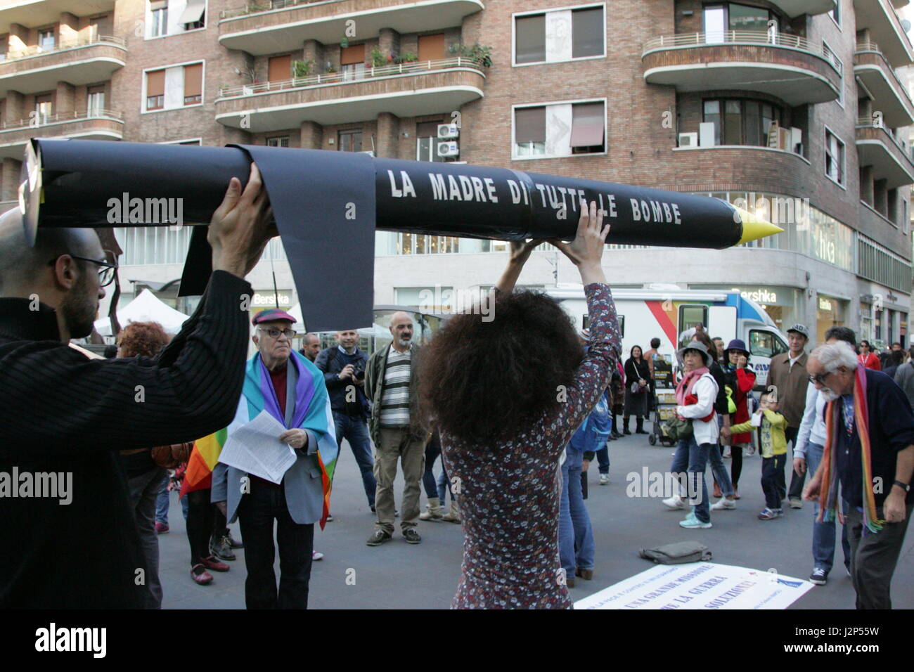 A demonstration in Naples of the pacifist movements against the war ...