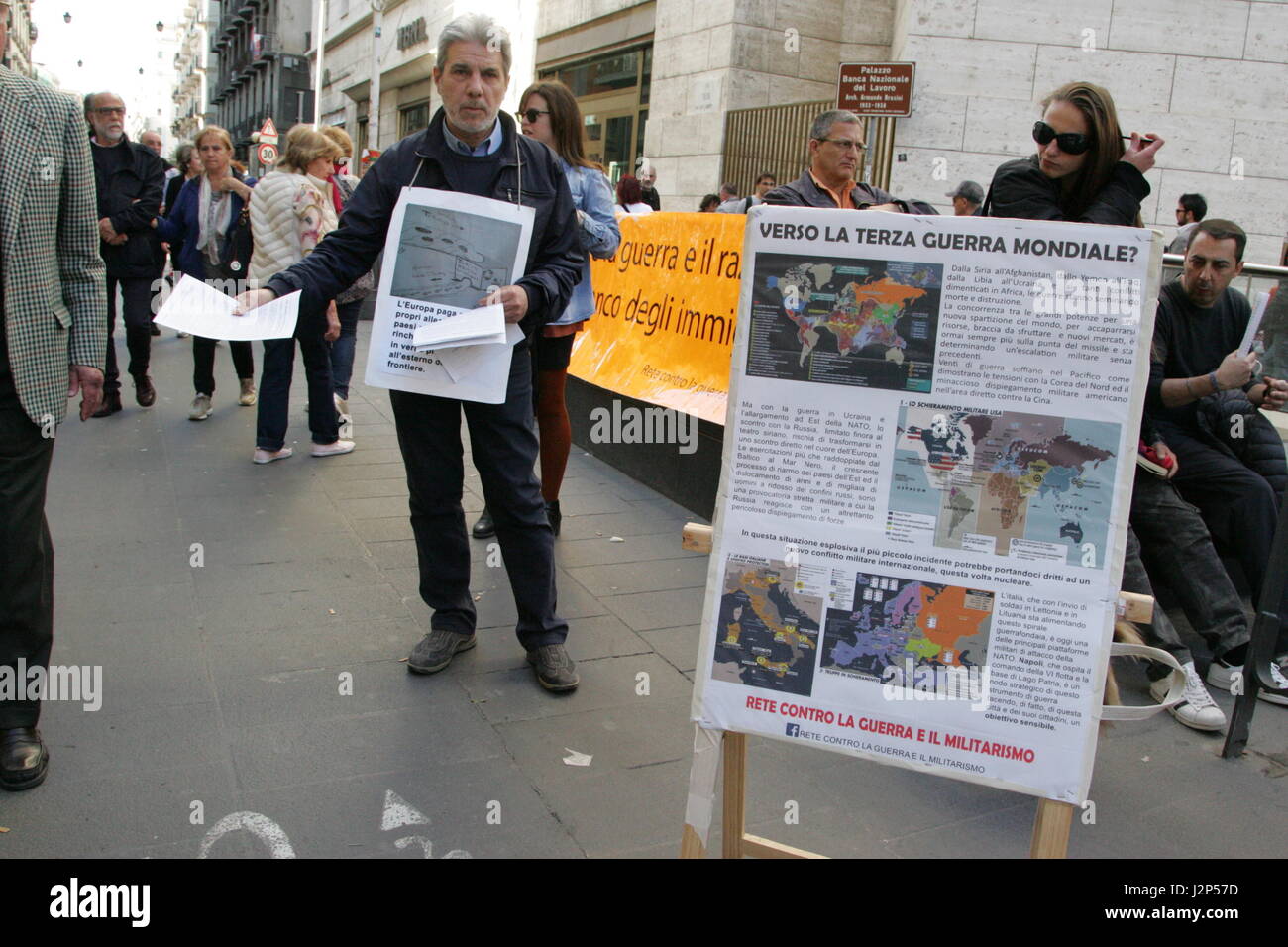 A demonstration in Naples of the pacifist movements against the war ...