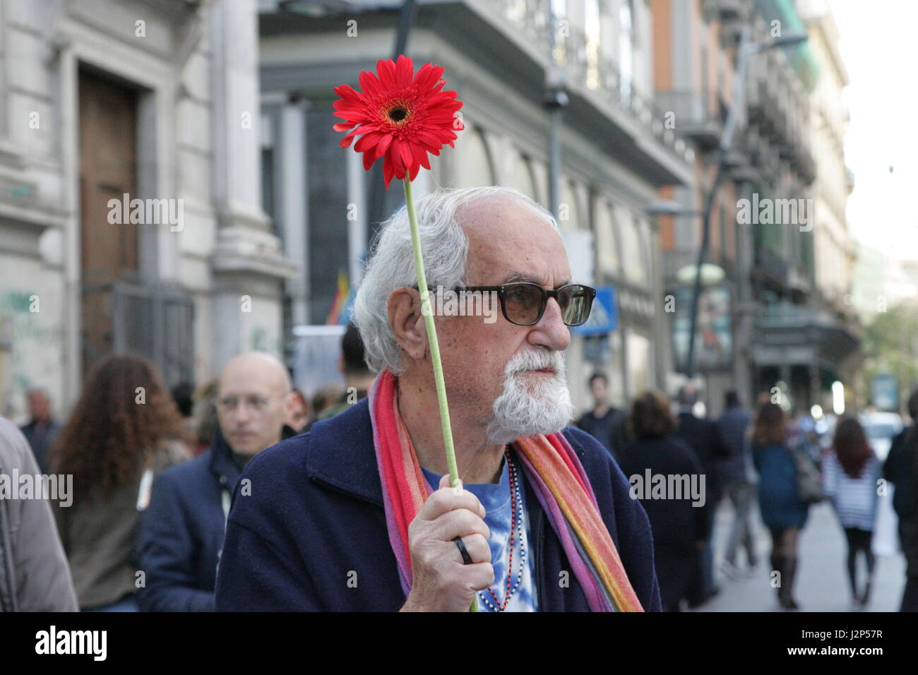 A demonstration in Naples of the pacifist movements against the war ...