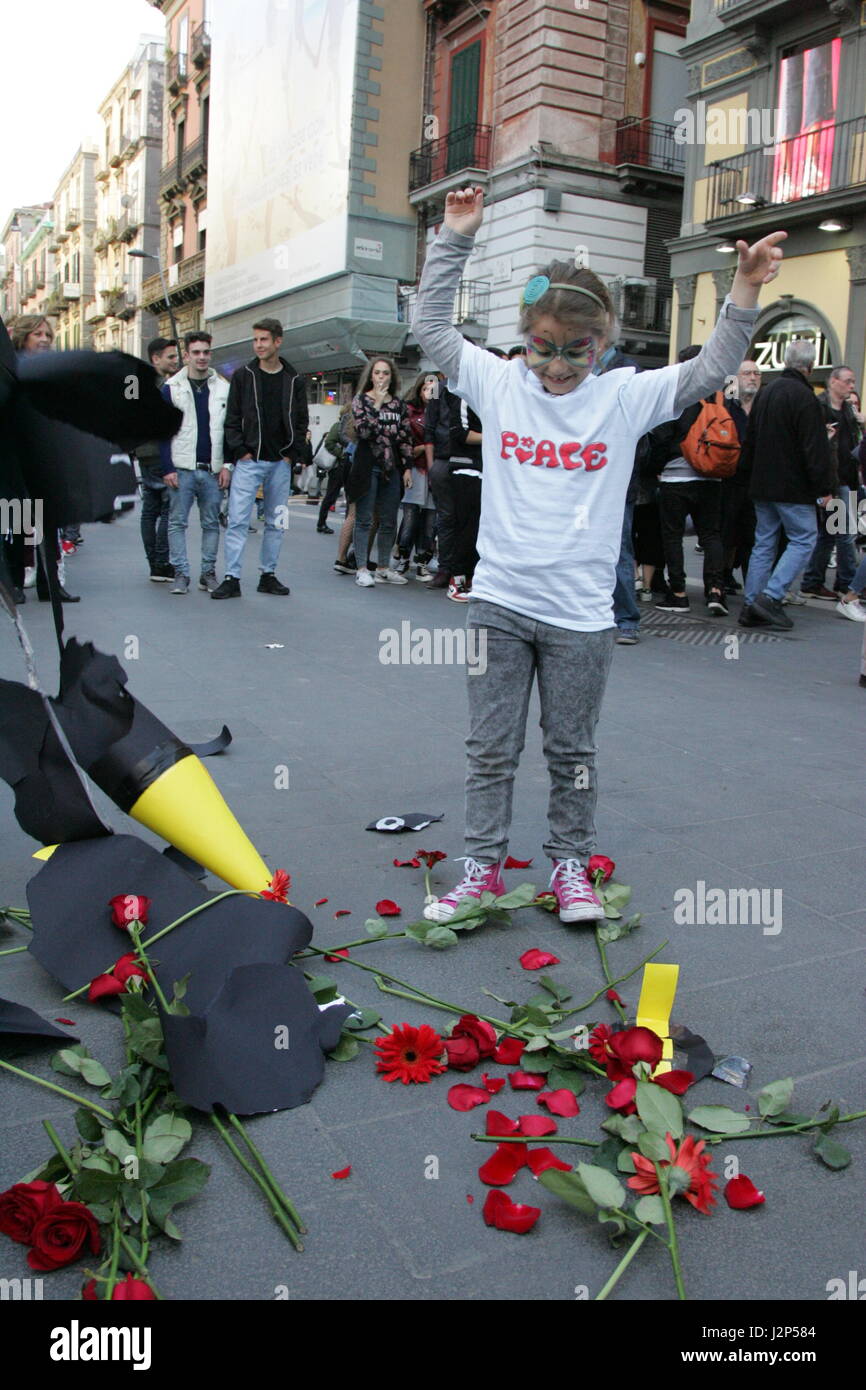 A demonstration in Naples of the pacifist movements against the war ...