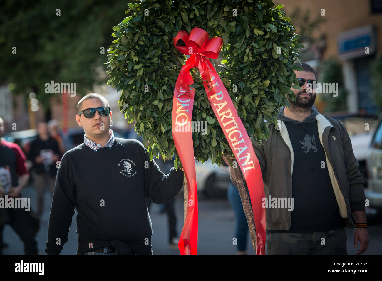 Rome, Italy. 29th Apr, 2017. Anti-fascist take part in a parade in ...