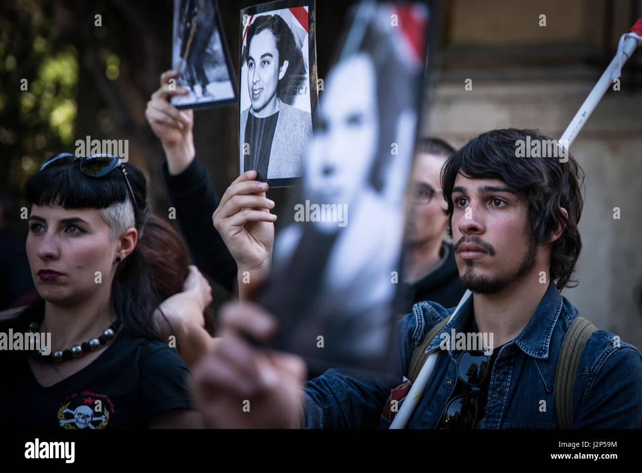 Rome, Italy. 29th Apr, 2017. Anti-fascist take part in a parade in ...