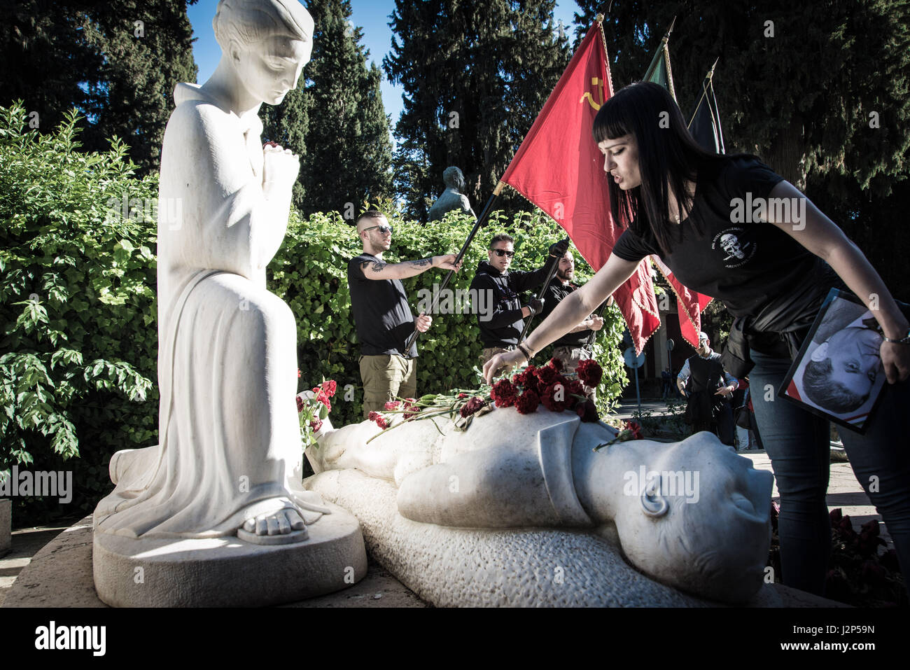 Rome, Italy. 29th Apr, 2017. Anti-fascist take part in a parade in ...