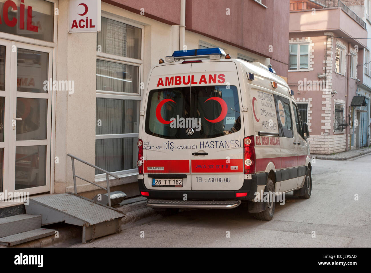 6th May 2012 - Turkish Ambulance outside an emergency medical facility ...
