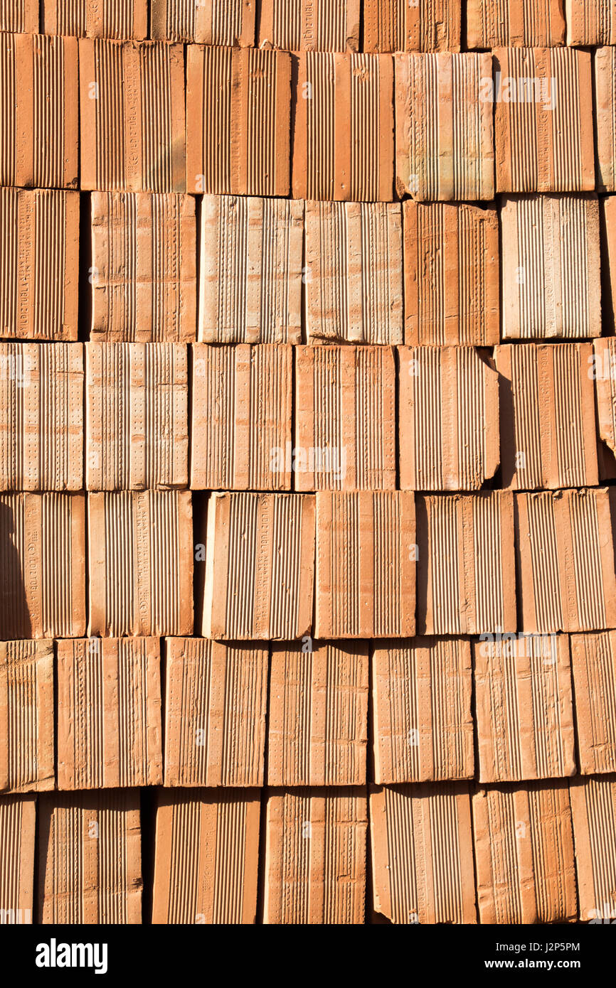 Pile of brick block used for industrial in residential building Stock ...
