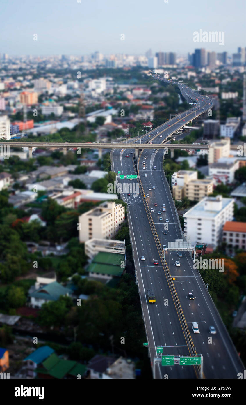 Express way with tilt-shift effect in Bangkok Stock Photo - Alamy