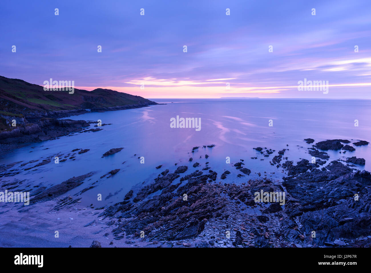 Rockham Beach and Morte Point on the North Devon coast at dusk, England ...