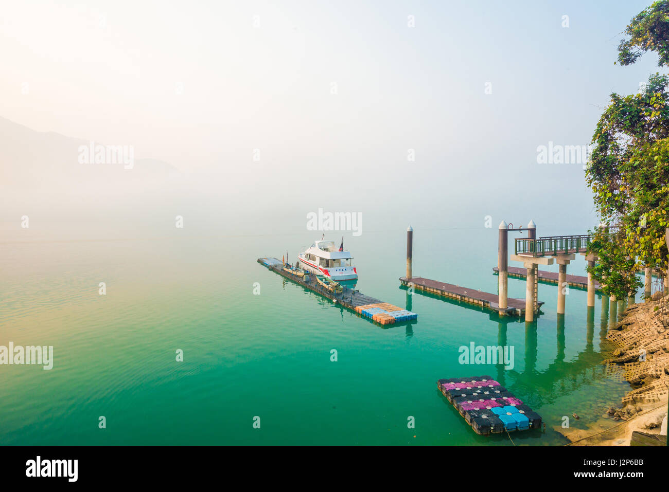 Sun Moon Lake at morning with fog, Taiwan Stock Photo - Alamy