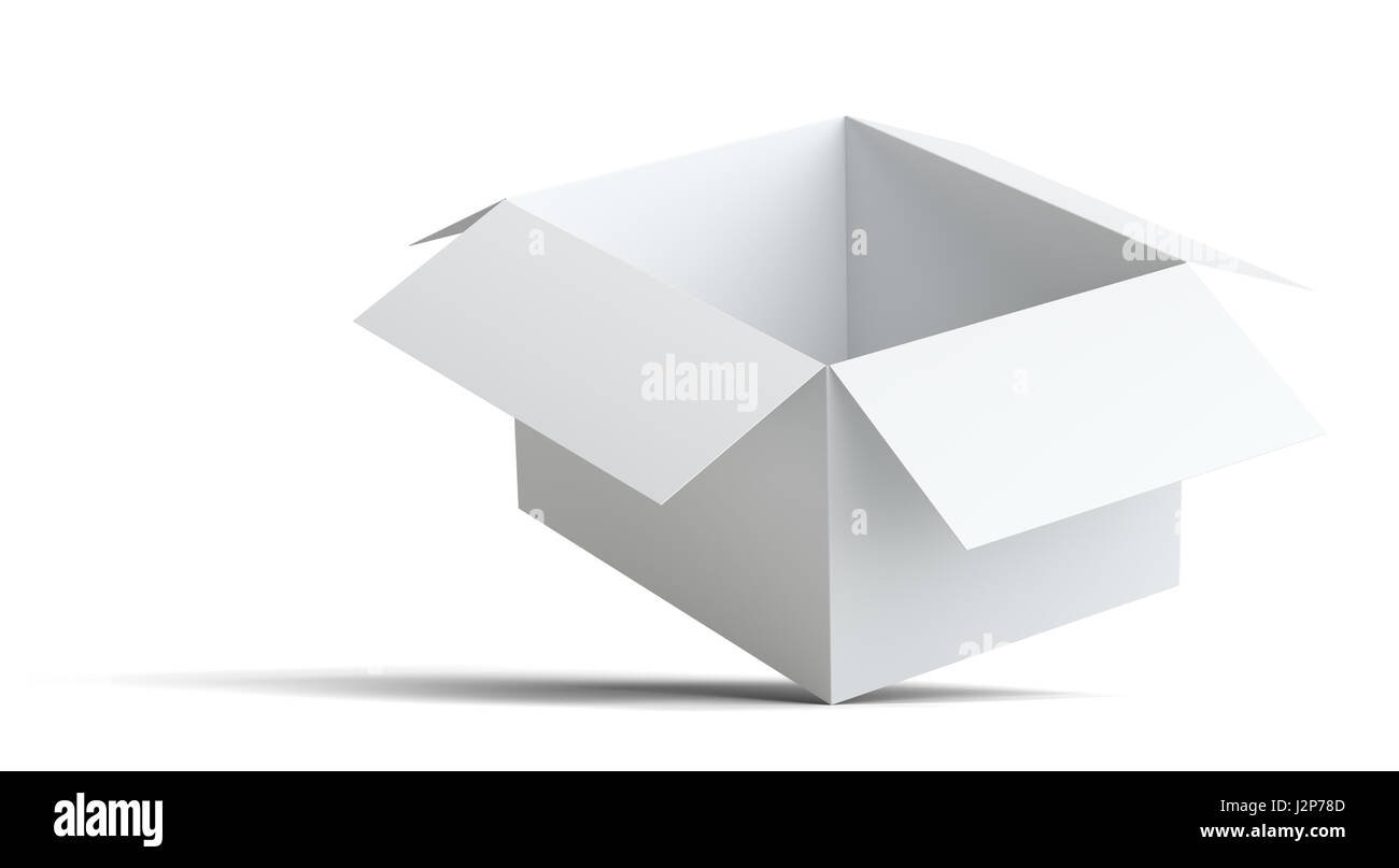White open blank cardboard box. Isolated Stock Photo - Alamy