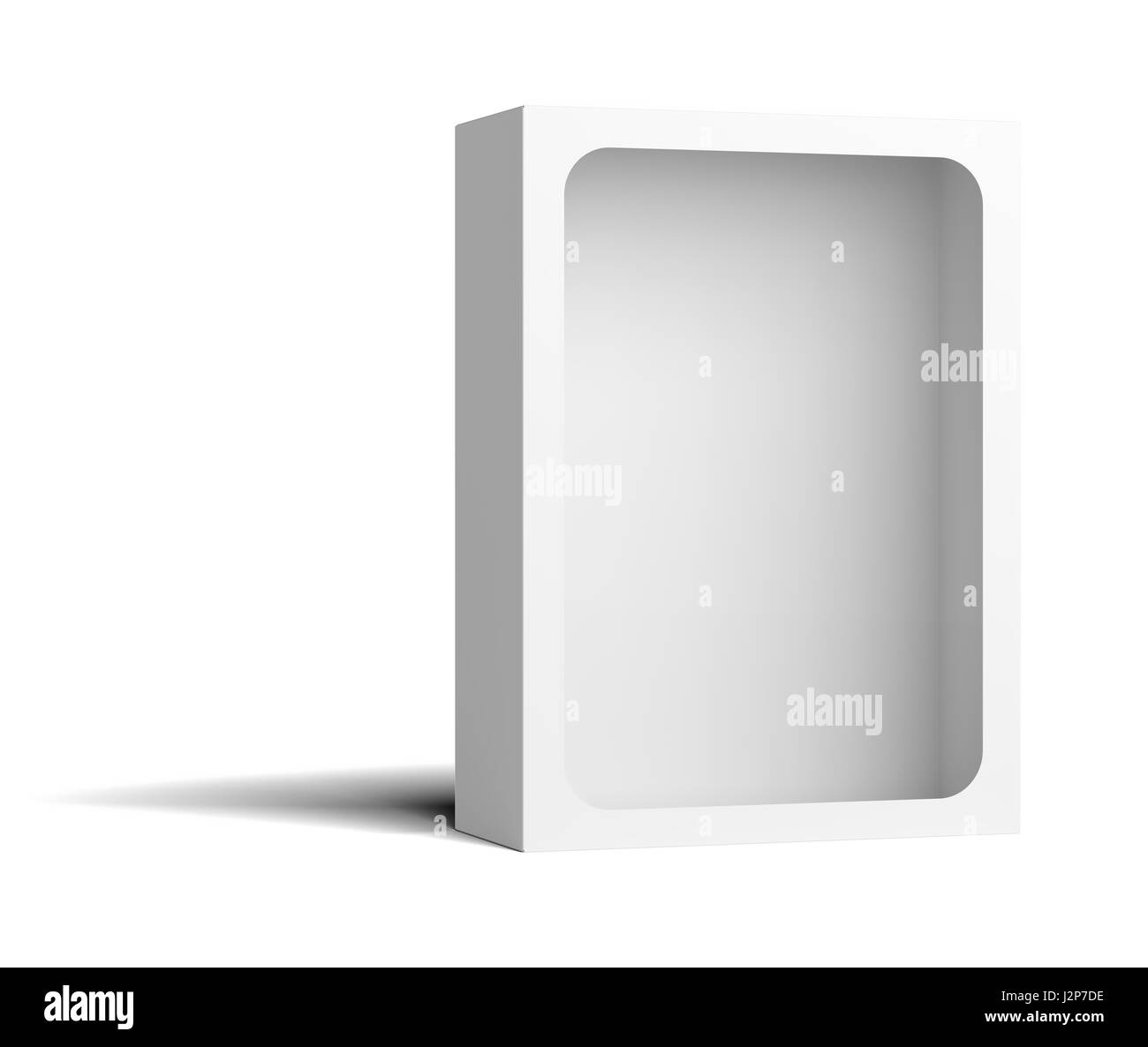 White empty packing box with cutout in the middle Stock Photo - Alamy