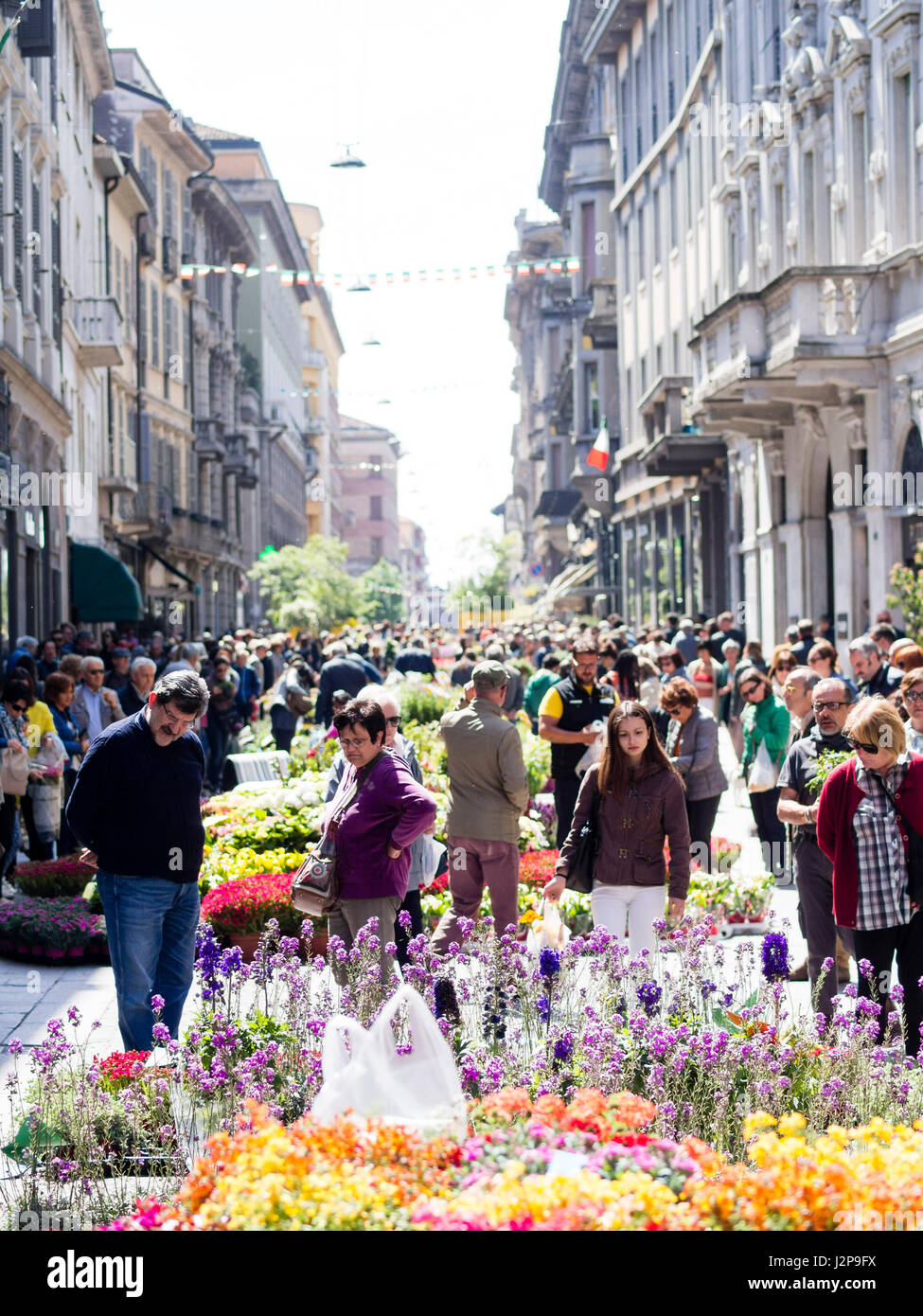 Crowded Botanic Invasions event - street flower and plants open market ...