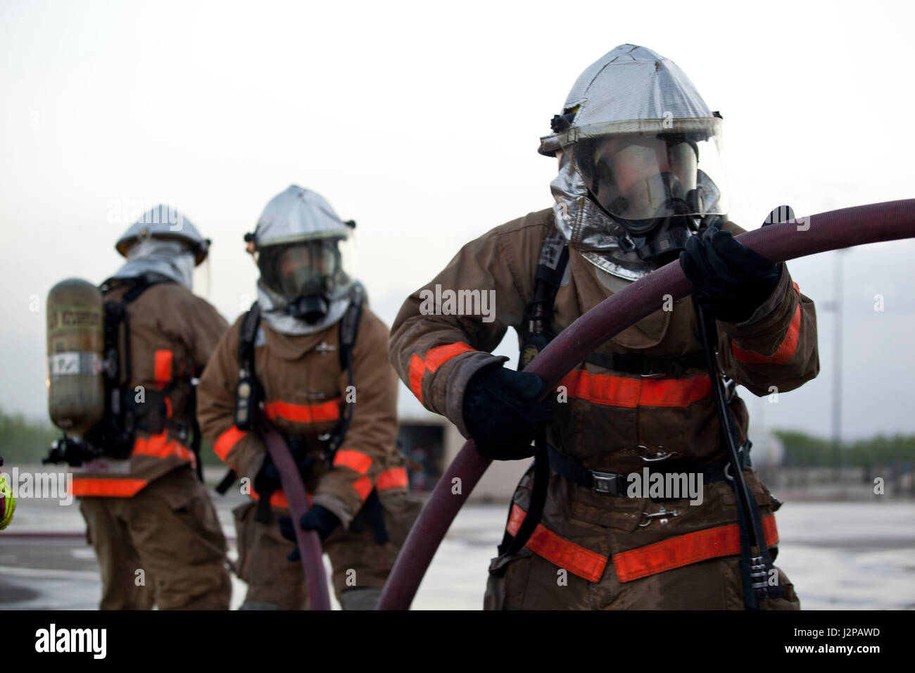 U.S. Marines assigned to the Fire Protection Apprentice Course, Marine ...