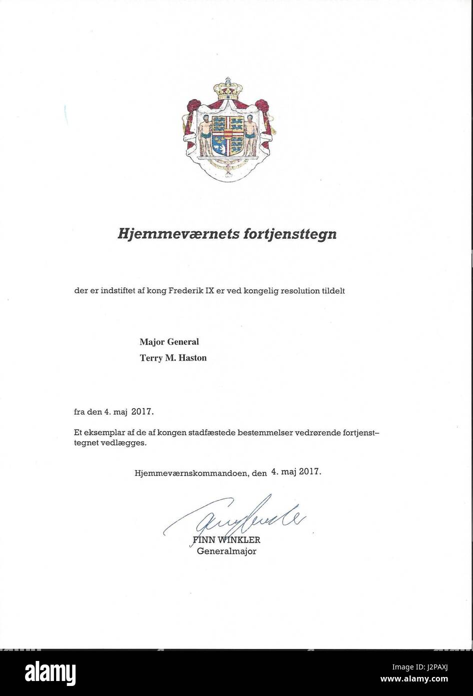 The Danish Home Guard Meritorious Service Medal was presented on March ...