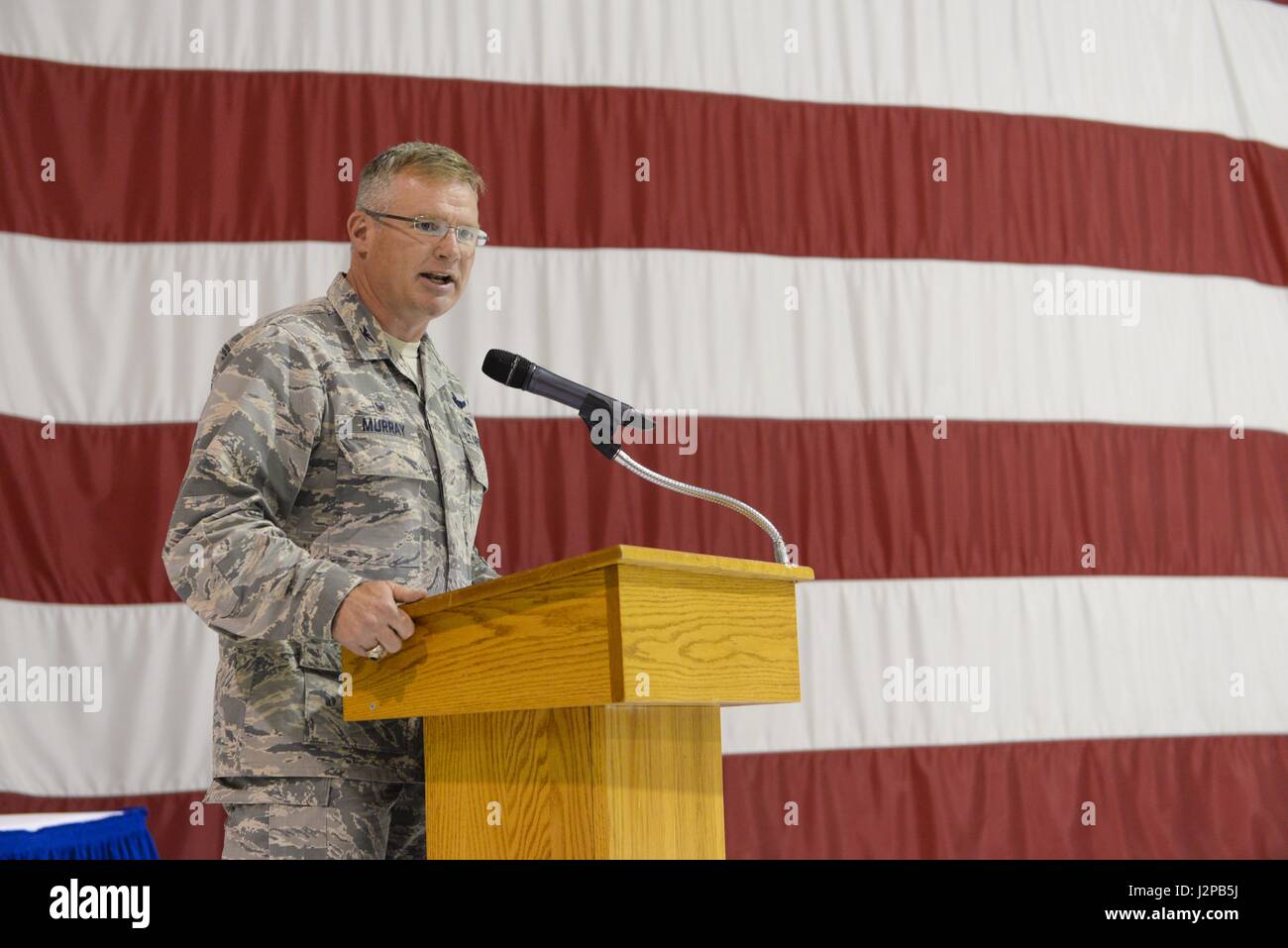 Col. Paul Murray, 99th Air Base Wing commander, explains the essence of ...
