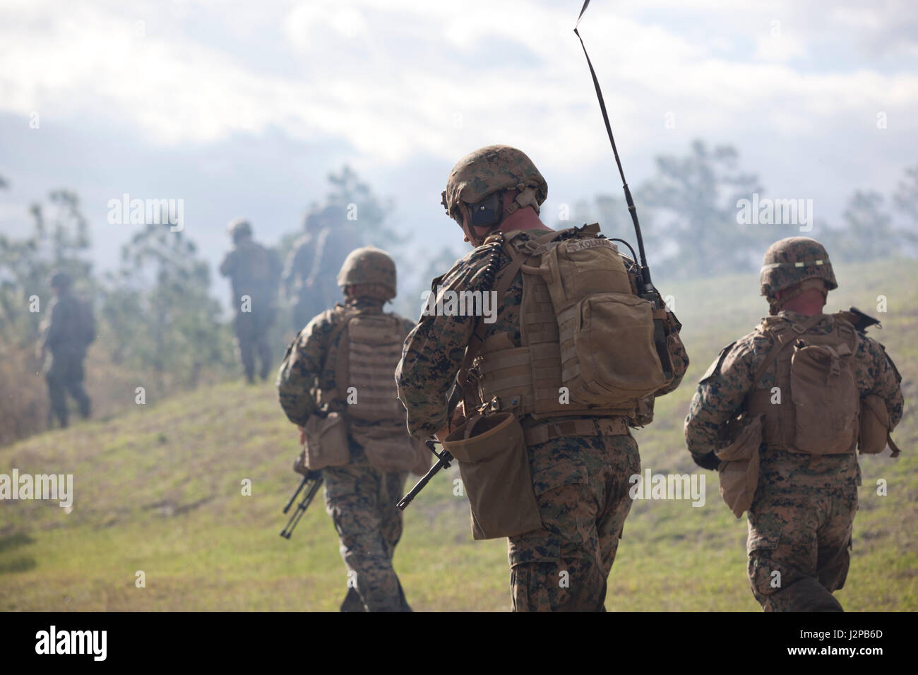 U.S. Marines attached to Advanced Infantry Training Battalion, School ...