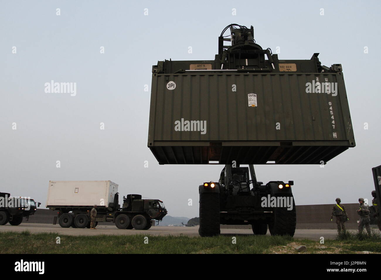 Service members conduct combined joint logistics over the shore ...