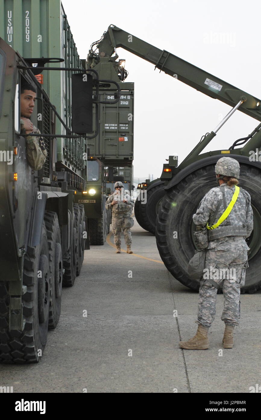 Service members conduct combined joint logistics over the shore ...