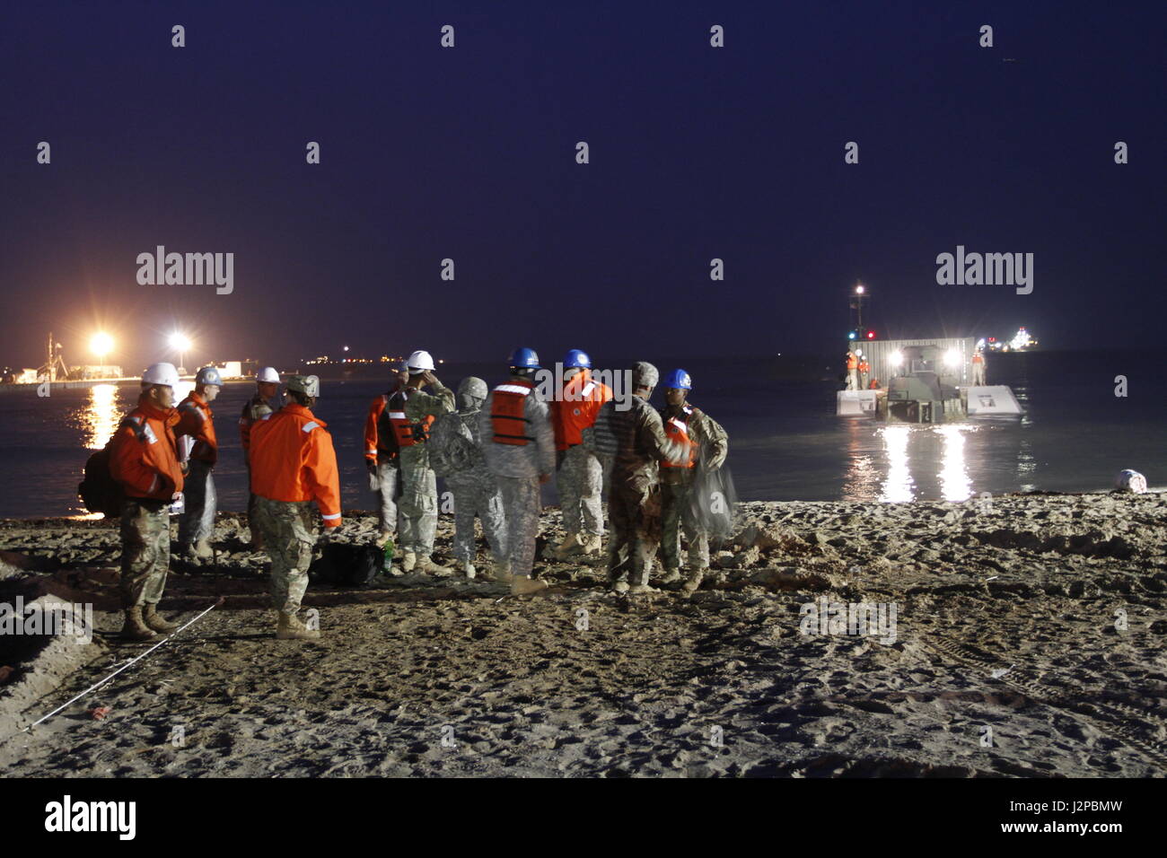 Service members conduct combined joint logistics over the shore ...
