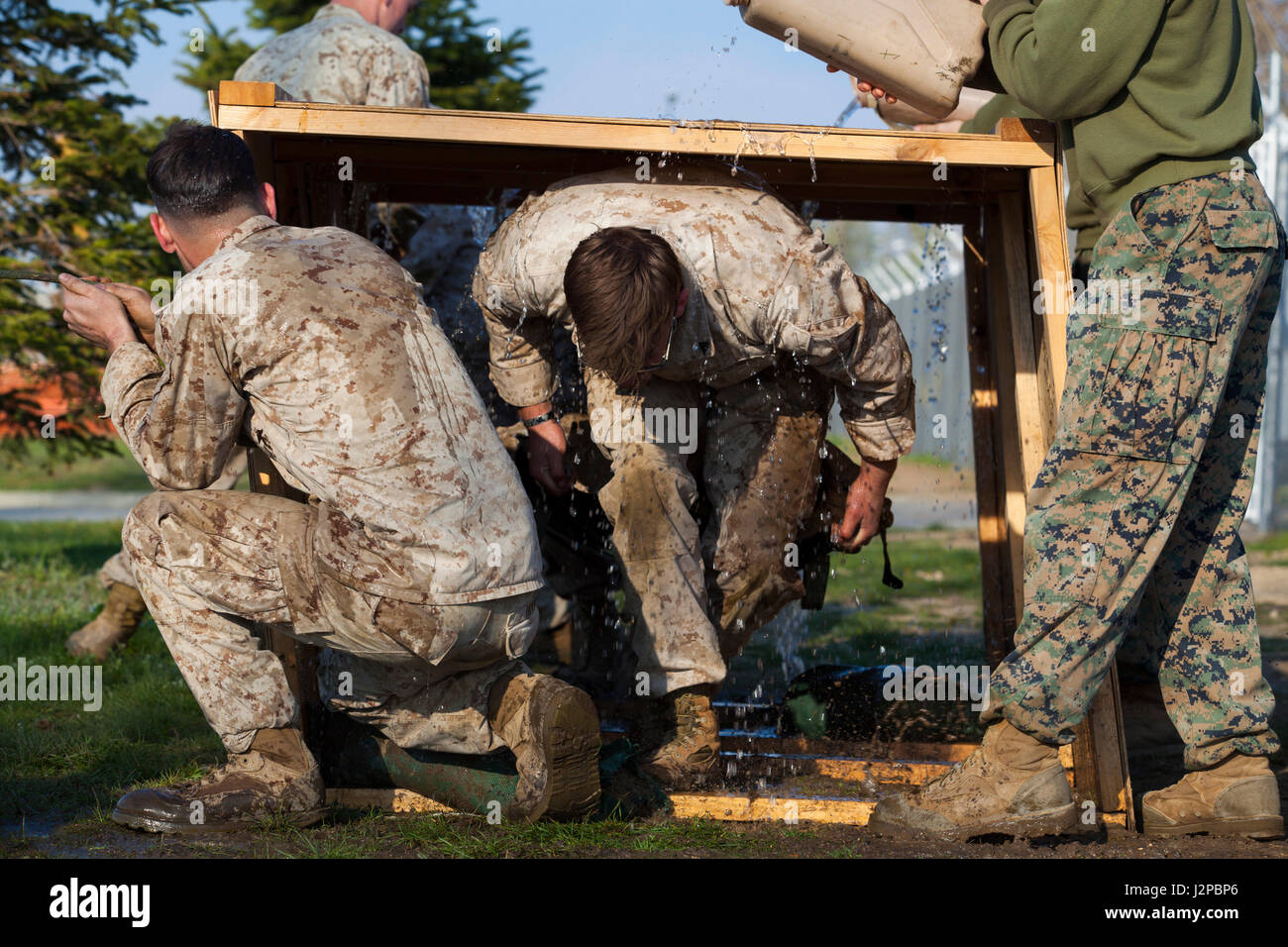 U.S. Marines with the Black Sea Rotational Force 17.1 carry a simulated ...