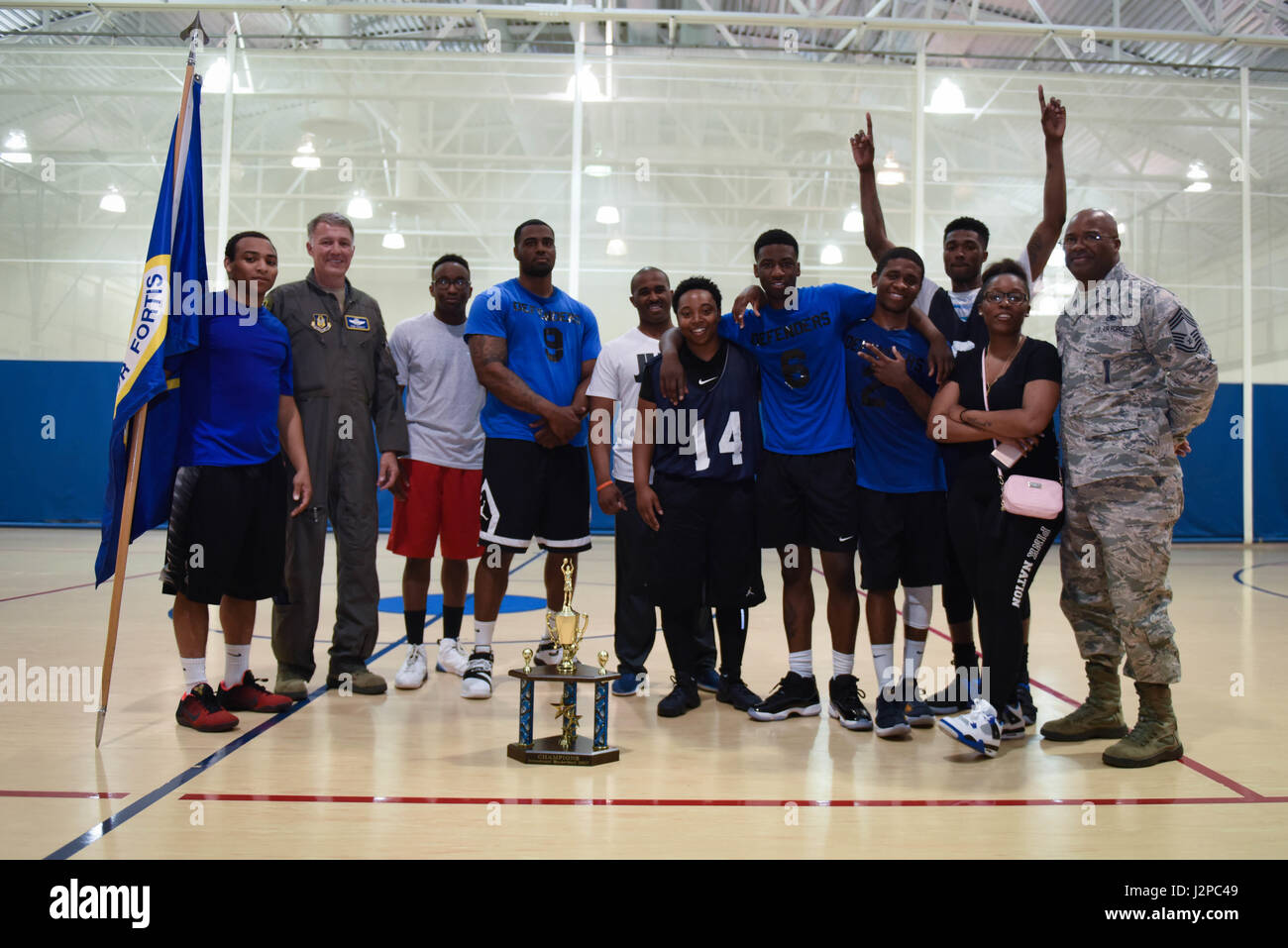 The 2nd Security Forces Squadron basketball team poses with their ...