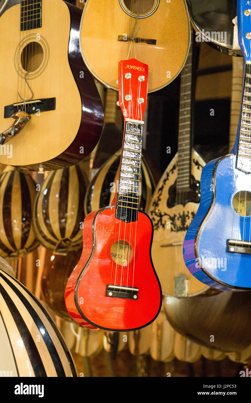 Set of Colorful classical guitar models in view Stock Photo - Alamy
