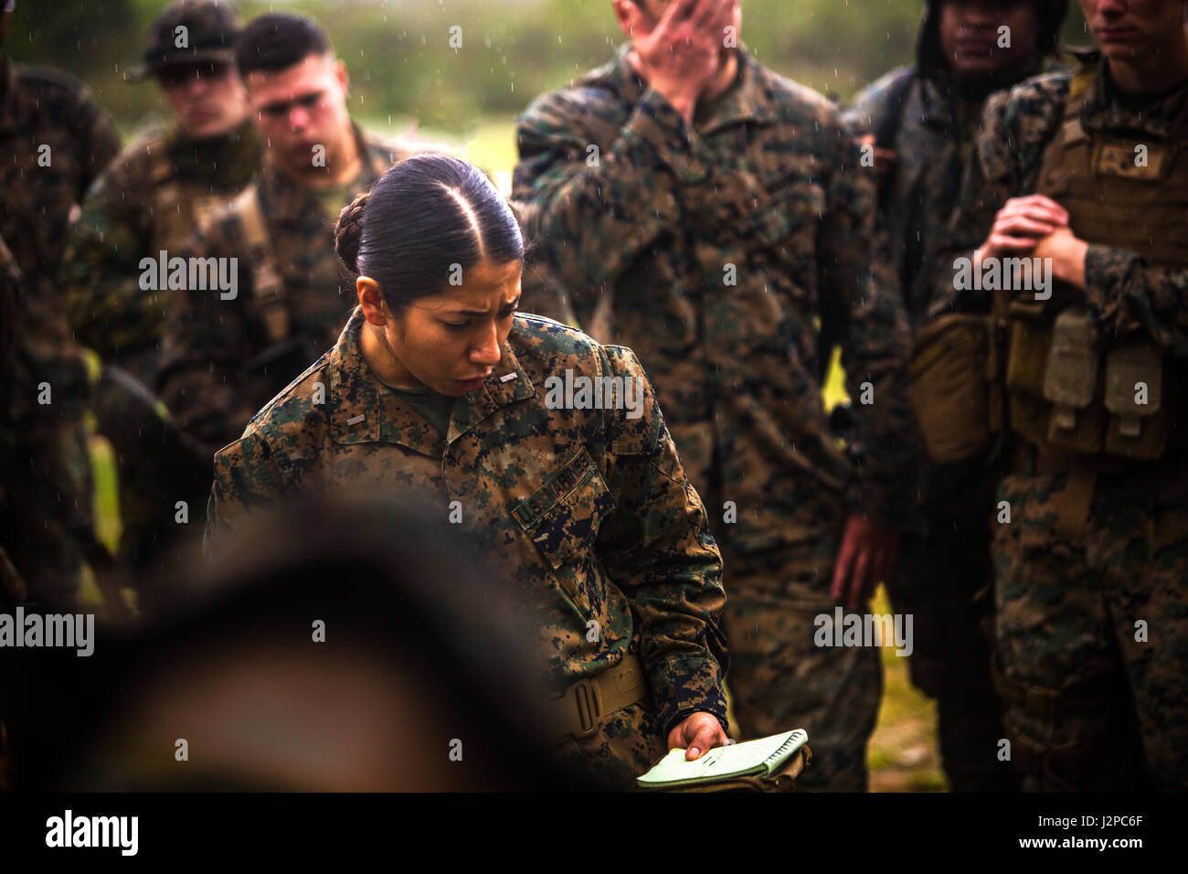 2nd Lt. Jennifer N. Galvan gives a mission brief during a Marine Corps ...