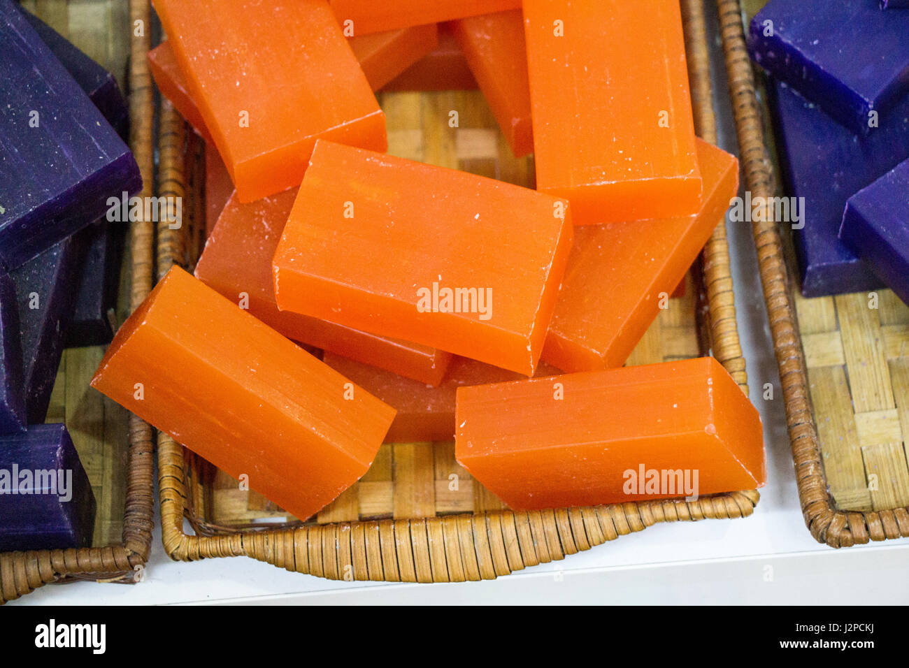Collection of bars of fragrant hand made organic soap Stock Photo - Alamy