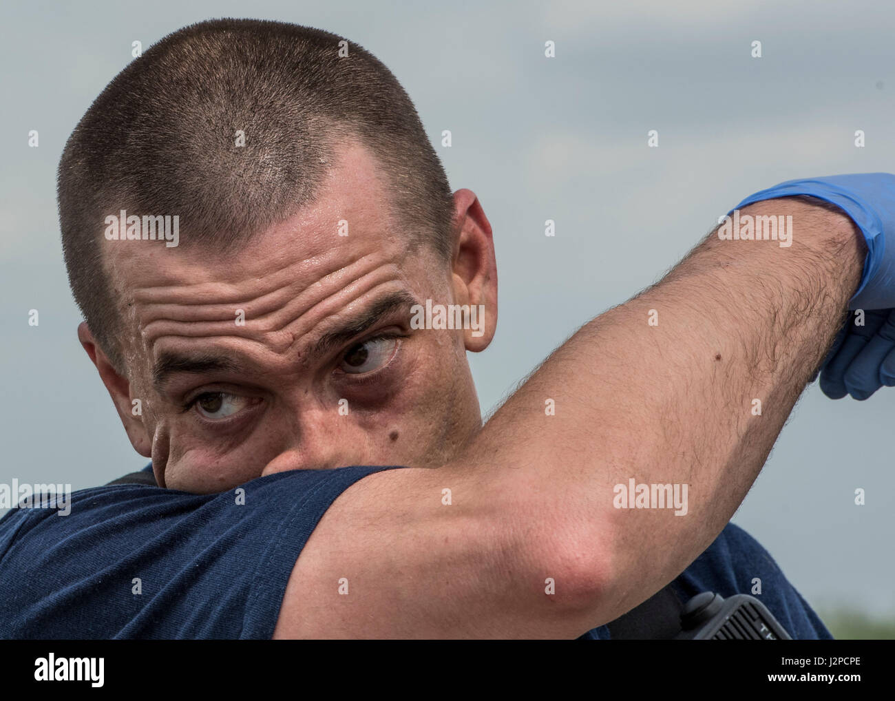 Senior Airman Andrew Brock, 932nd Civil Engineer Squadron firefighter ...