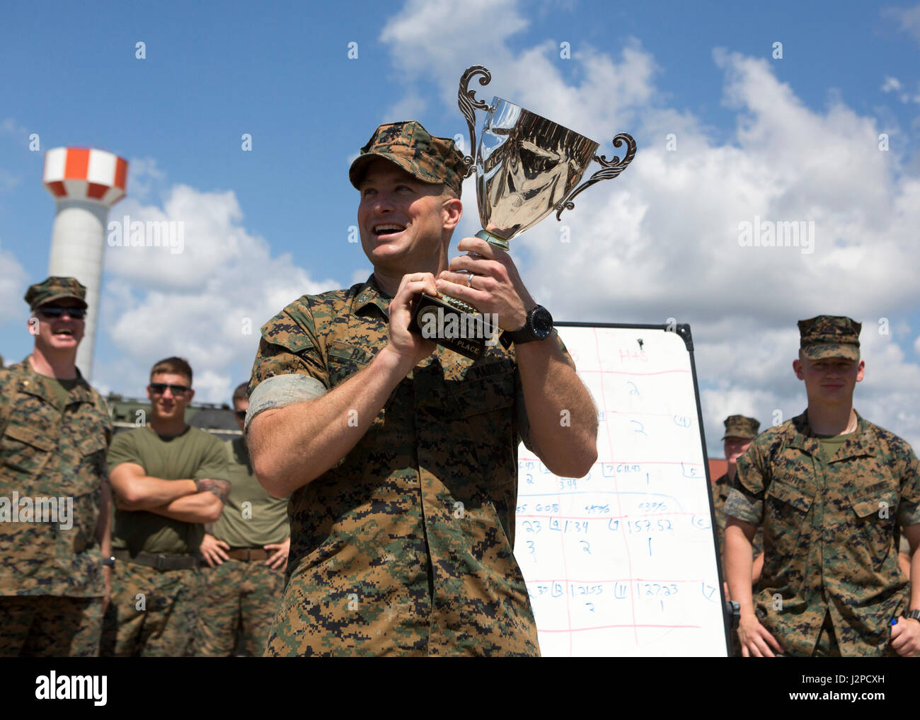 U.S. Marine Corps Lt. Col. David W. Baas, battalion commander, with ...