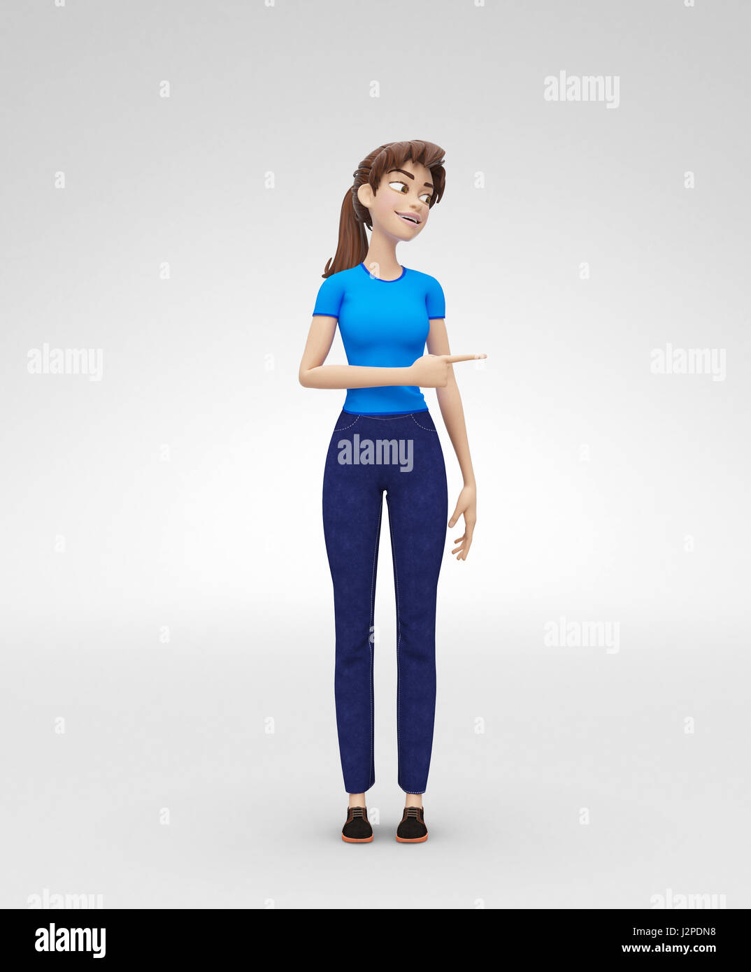 Happy Smiling Jenny - 3D Cartoon Female Character Model - Smirking and ...