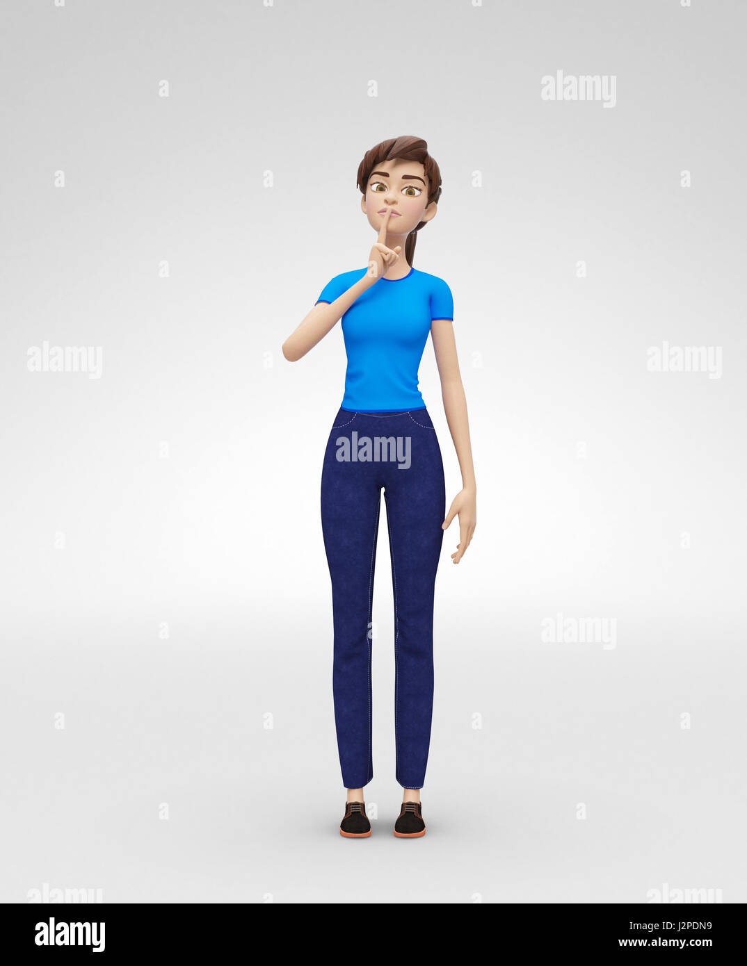 Calm and Cautious Jenny - 3D Cartoon Female Character Model - Asks To ...