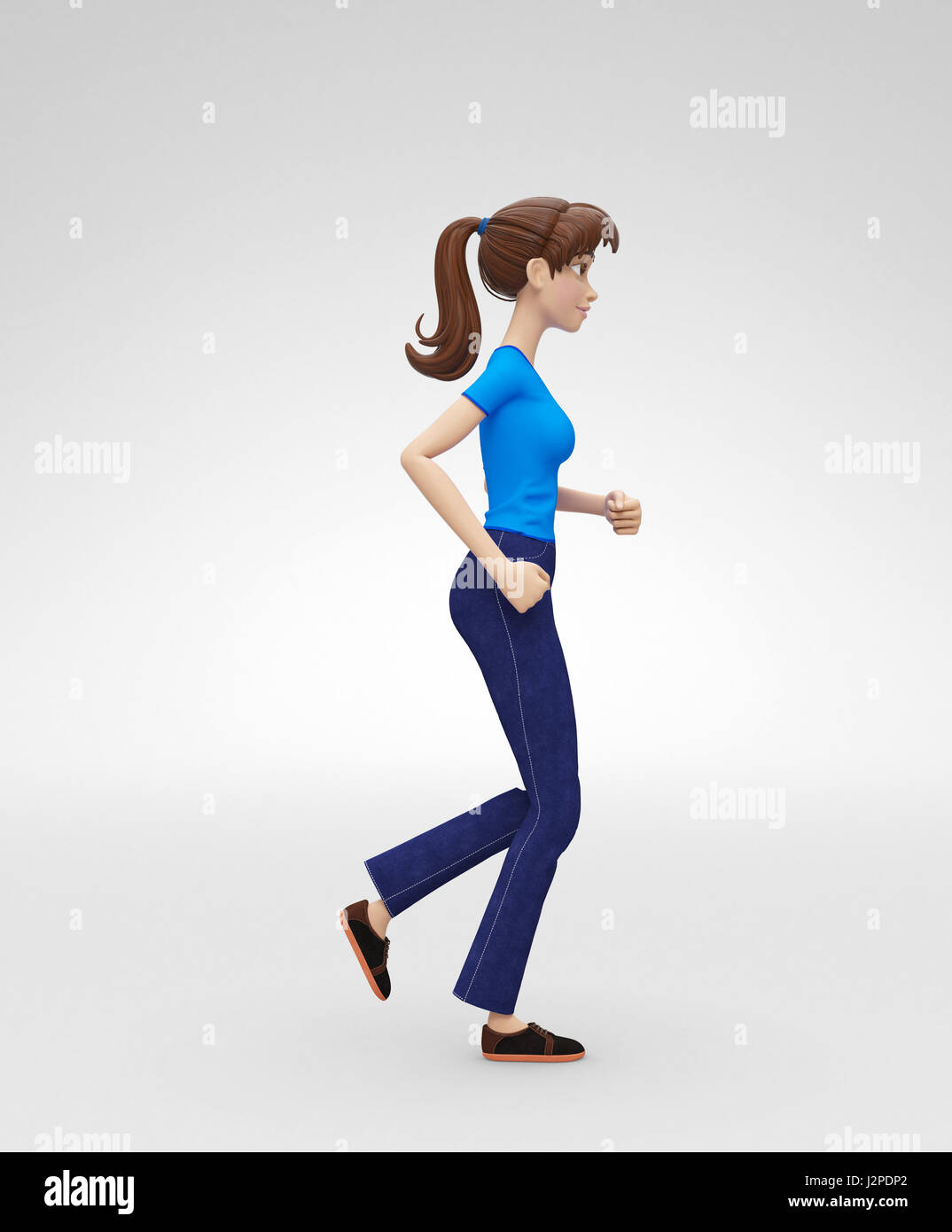 Confident, Strong and Active Jenny - 3D Cartoon Female Character Model ...