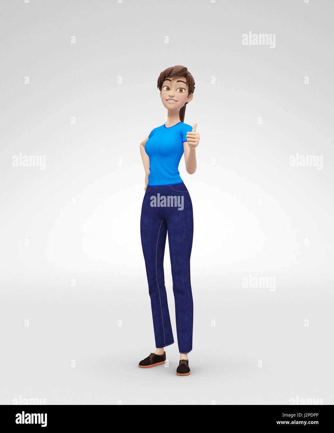 Smiling, Confident and Strong Jenny - 3D Cartoon Female Character Model ...