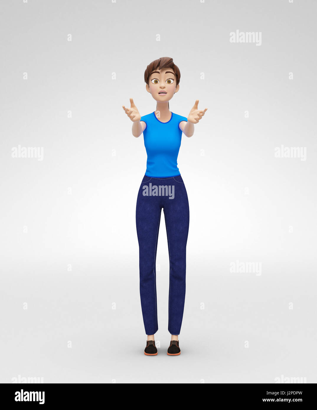 Vulnerable, Sad and Helpless Jenny - 3D Cartoon Female Character Model ...