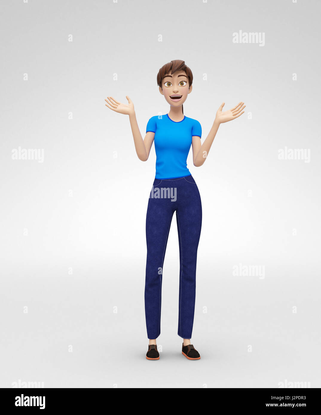 Amazed and Perplexed by Aha Moment, Smiling Jenny - 3D Cartoon Female ...