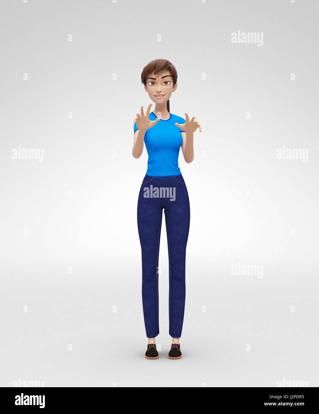 Mischievous, Greedy and Threatening Jenny - 3D Cartoon Female Character ...