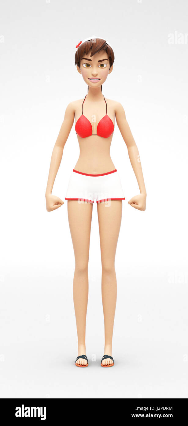 Angry Frowning And Stressed Jenny 3d Cartoon Female Character Model Clenches Fists