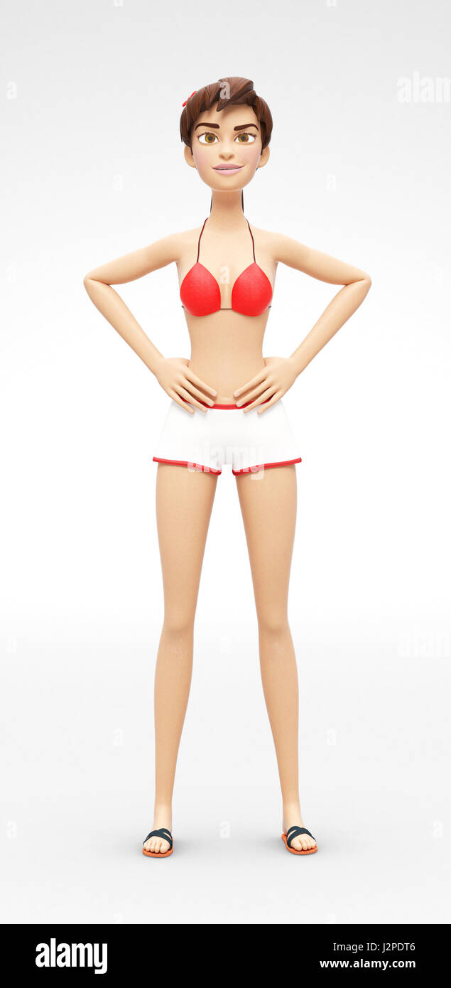 Thoughtful Engaged And Confident Jenny 3d Cartoon Female Character Model Self Satisfied And