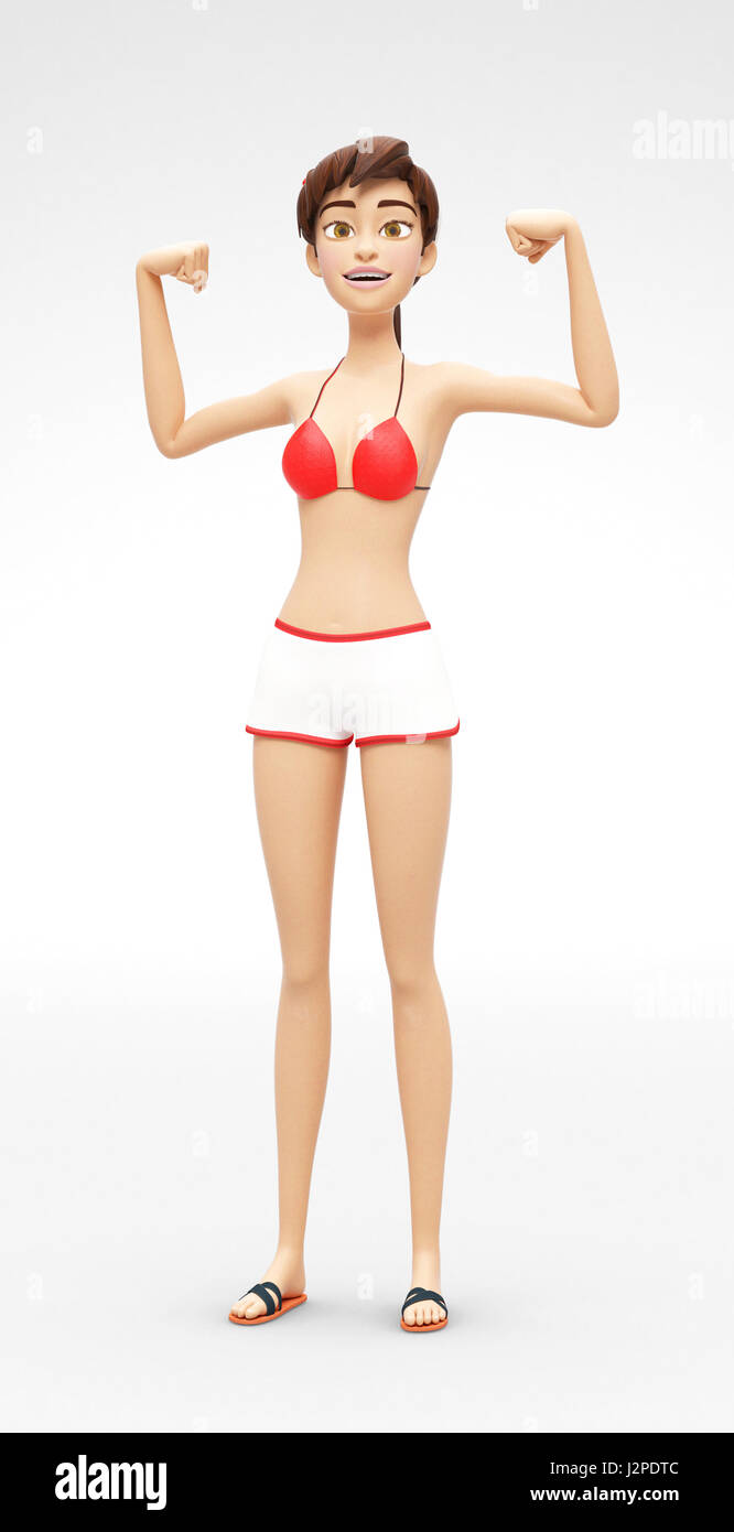 Confident Strong Jenny 3d Cartoon Female Character Model Projects Power Demonstrates