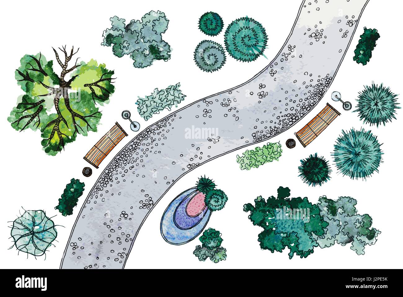 Vector watercolor landscape design elements Stock Vector Image & Art ...