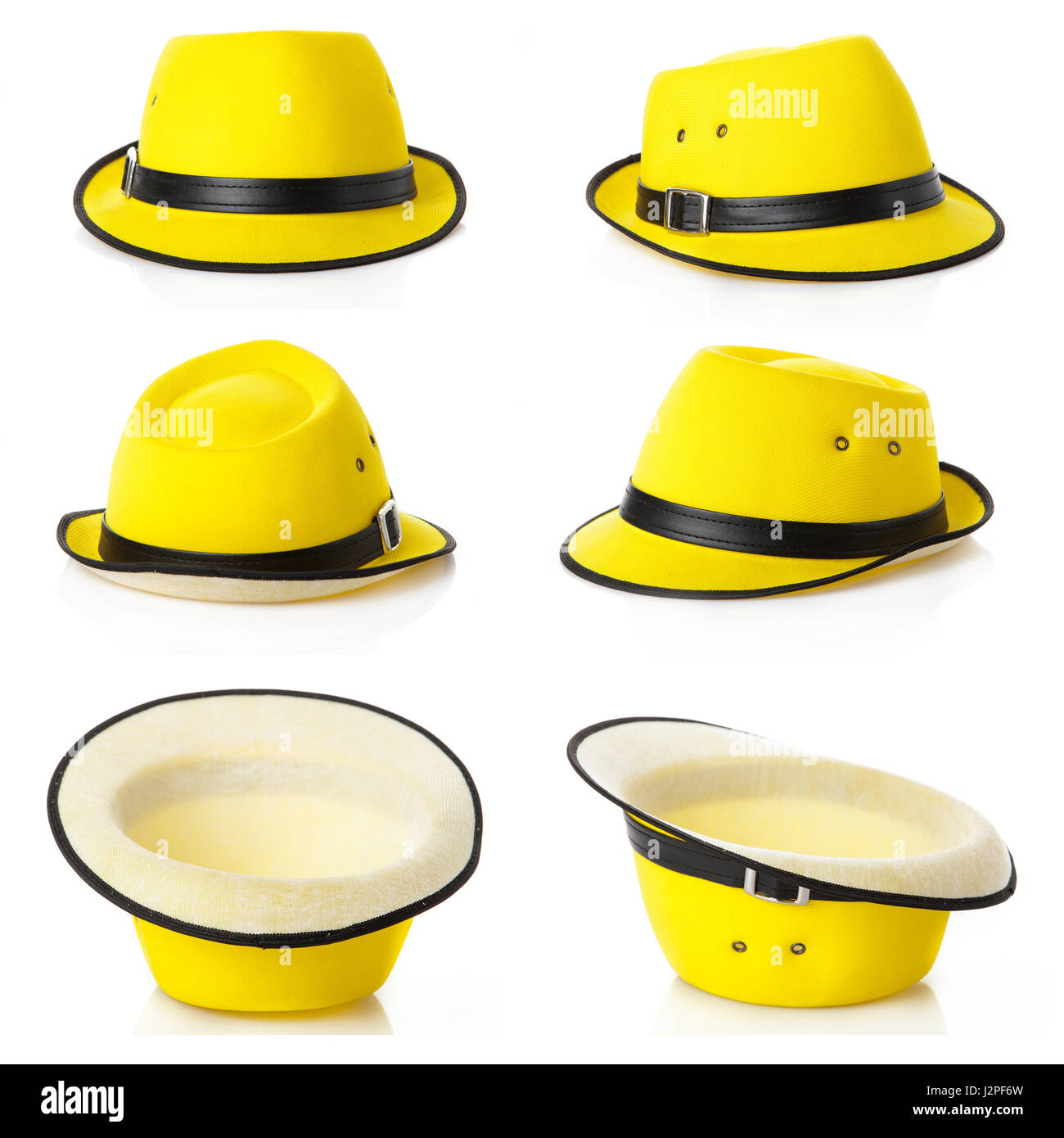 Set of different views of yellow hats Stock Photo - Alamy