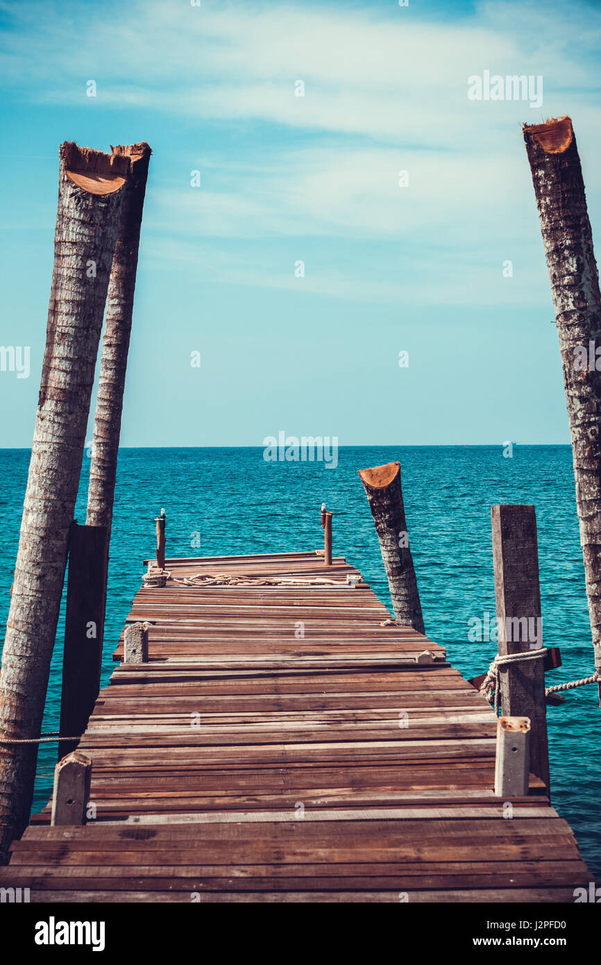 Walkway . Pier over Waters. Wooden pontoon Stock Photo - Alamy