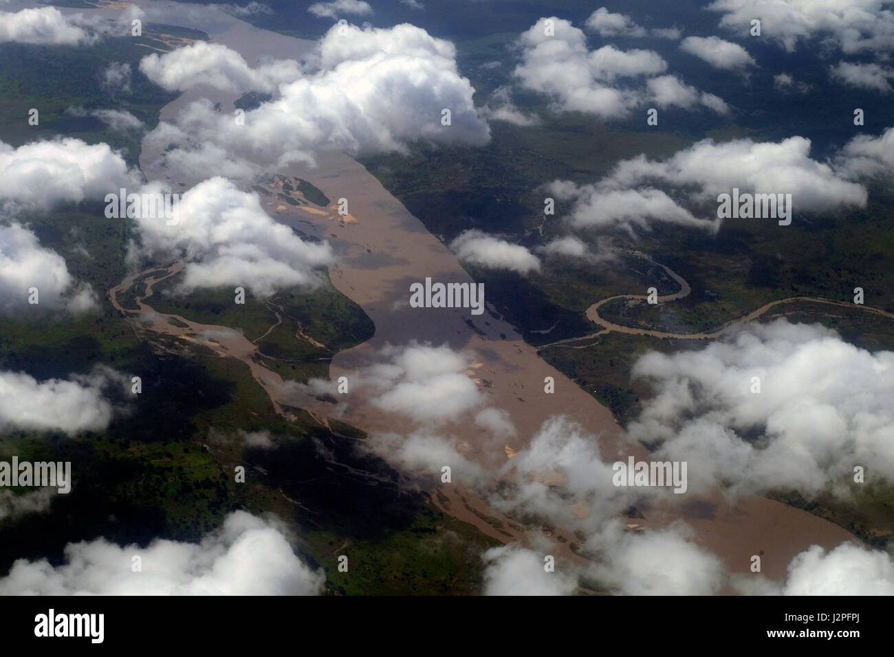 Aerial view of the Lurio river south of Pemba Bay in northeastern ...