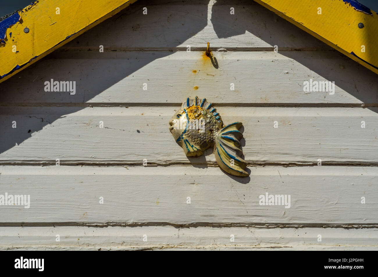 Metal decoration on the facade of a fish-shaped building, nice decor ...