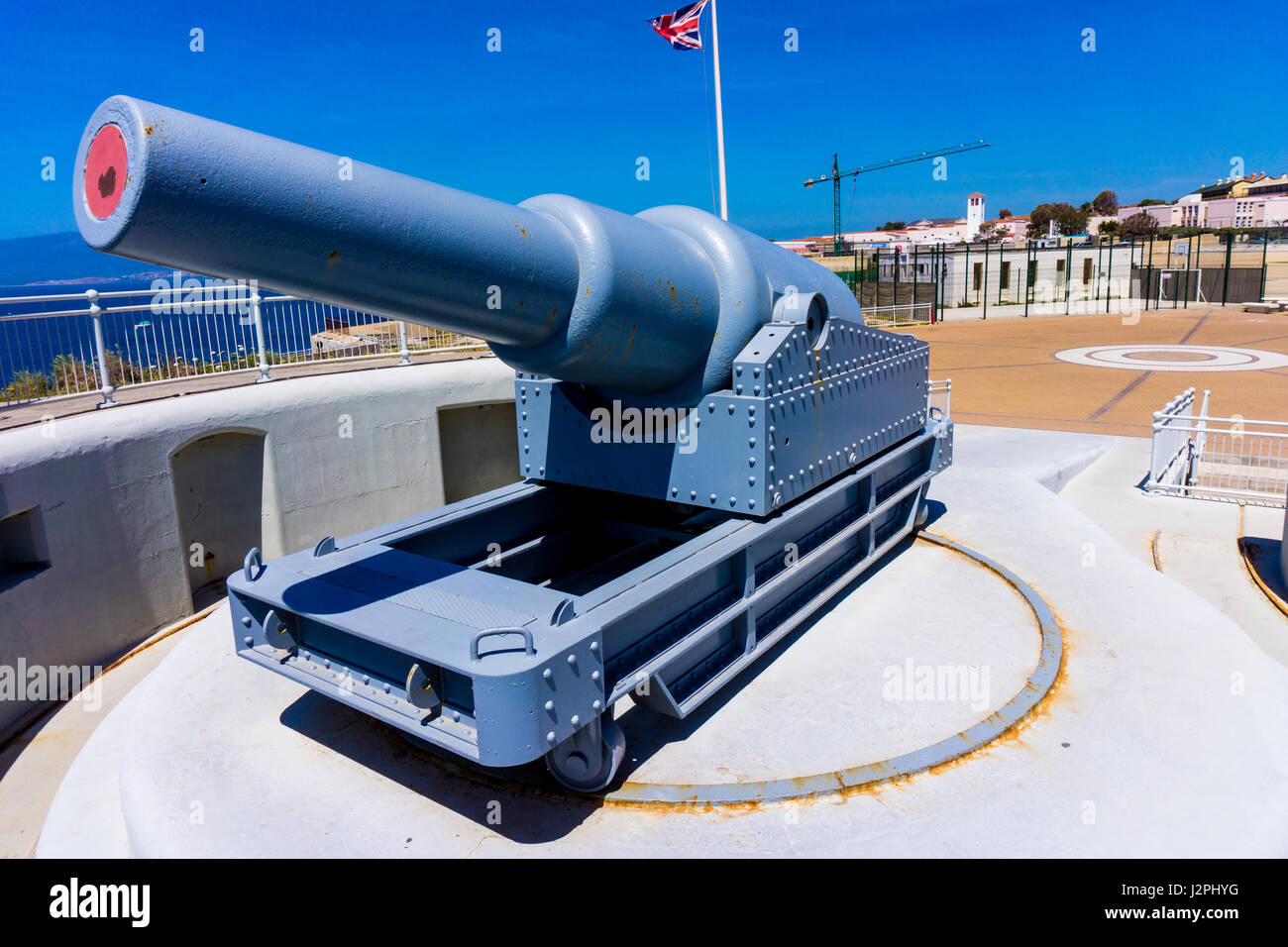 exhibit guns in Gibraltar. Rule Britannia. Old cannon installed at ...