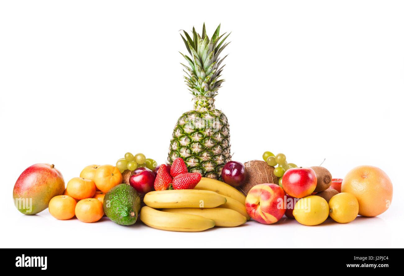 fresh fruits isolated on a white background Stock Photo - Alamy