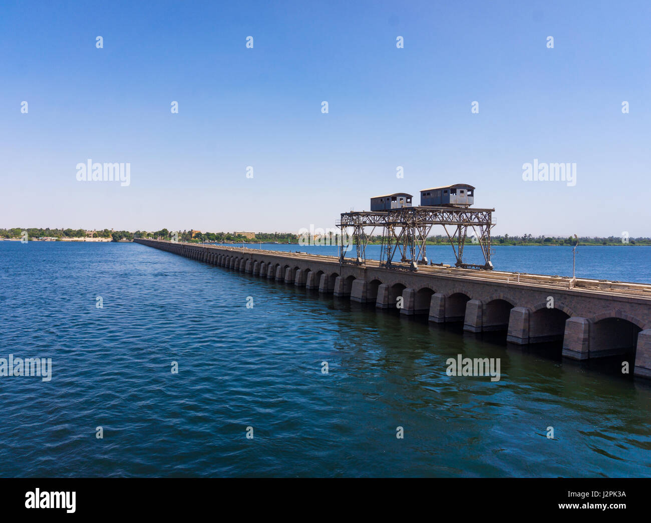 Sluice gate on the Nile river, Egypt. watergate near Esna Stock Photo ...